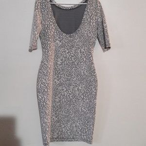 Connection 18 | Dresses | Scoop Back Bodycon Dress Jrs L Beige W Black ...